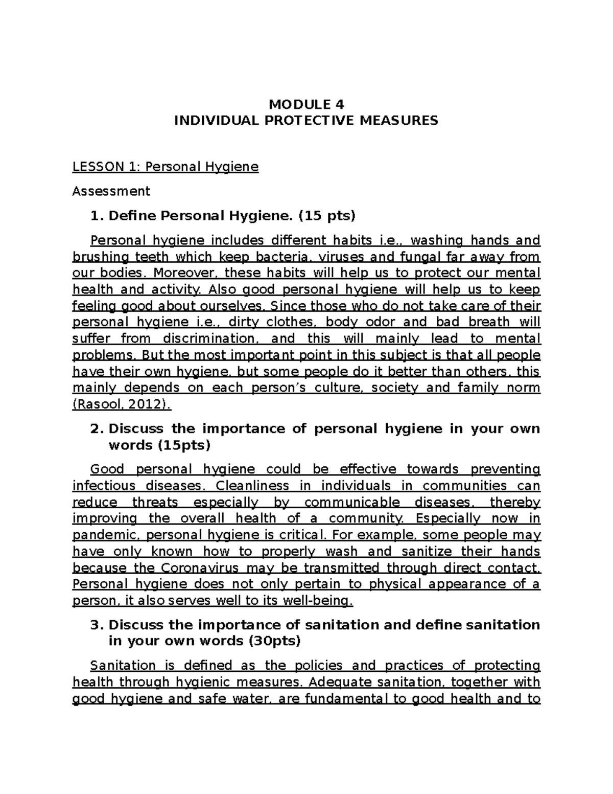 Individual Protective Measures - MODULE 4 INDIVIDUAL PROTECTIVE ...