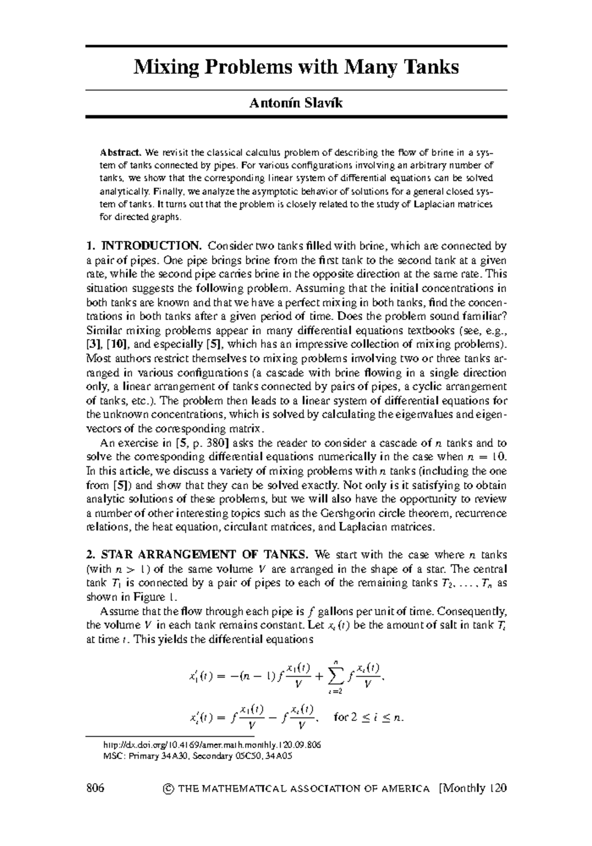 Mixing-problems - Mixing Problems with Many Tanks Anton ́ın Slav ́ık ...