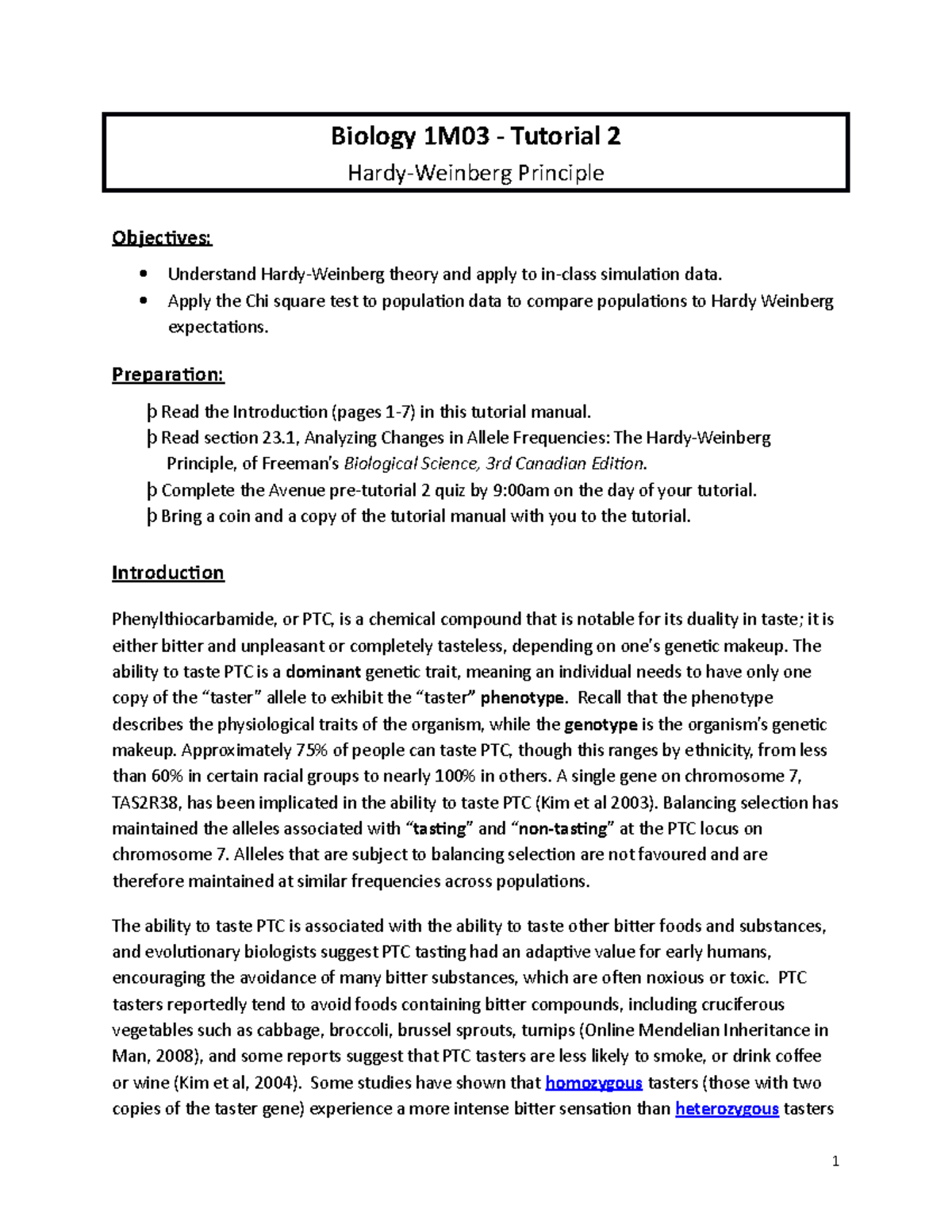 Tutorial 2 HWE F2022 - Hardy Weinberg assignment - Biology 1M03 ...