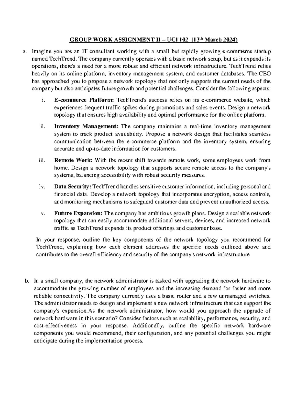 UCI 102 Group WORK Assignment II - GROUP WORK ASSIGNMENT II – UCI 102 ...