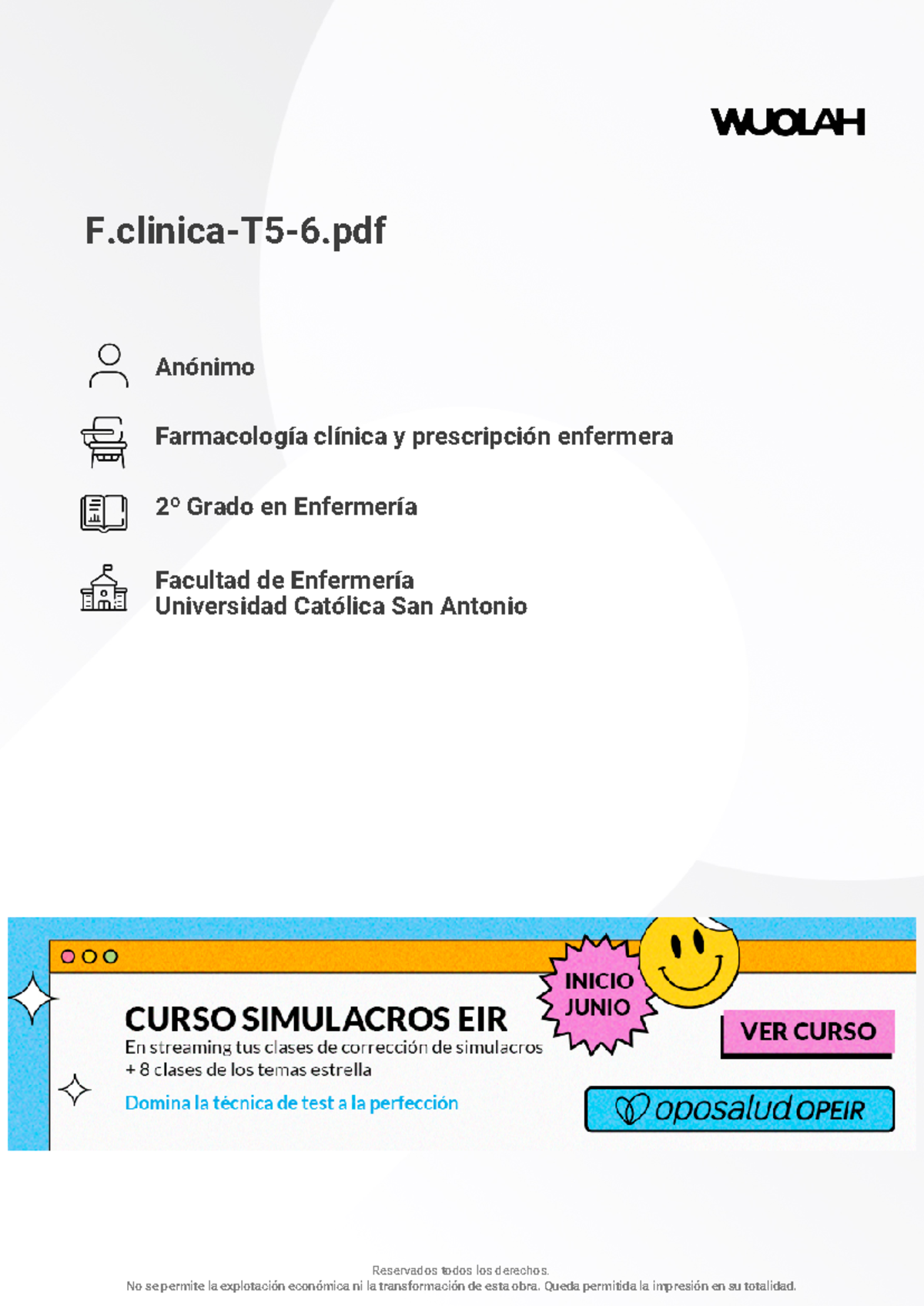 Wuolah-free-F - FARMA CLINICA 5-6 - F.clinica-T5-6 Anónimo Farmacología clínica y prescripción ...