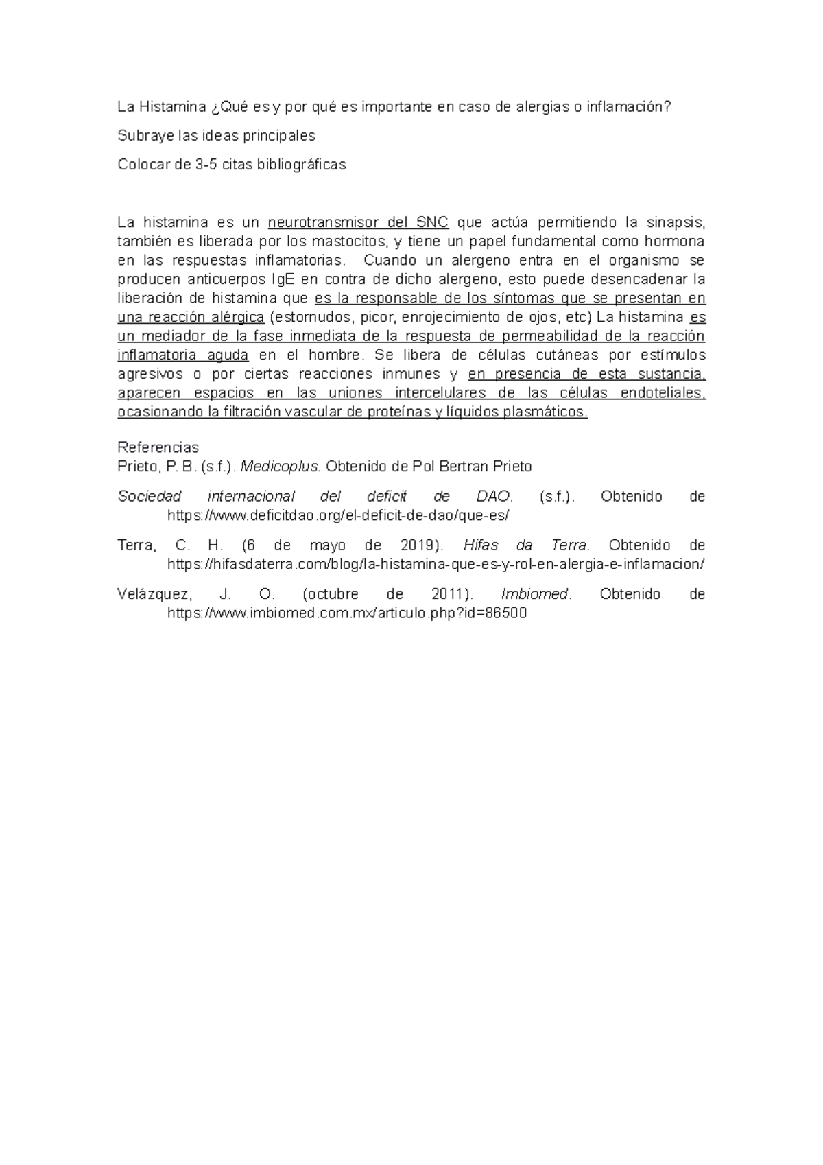 La Histamina Que Es Y Por Que Es Importante En Las Alergias E