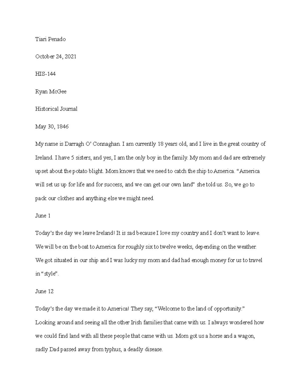 HIS-144 - HIstory Journal - Tiari Penado October 24, 2021 HIS- Ryan ...