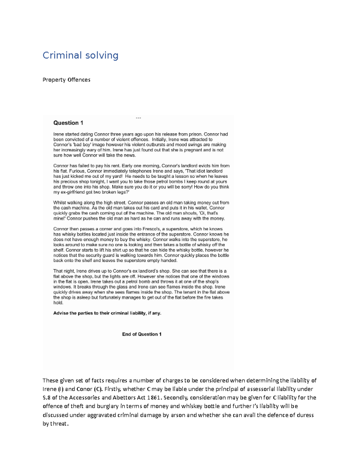 Criminal solving - Criminal solving Property Offences These given set ...