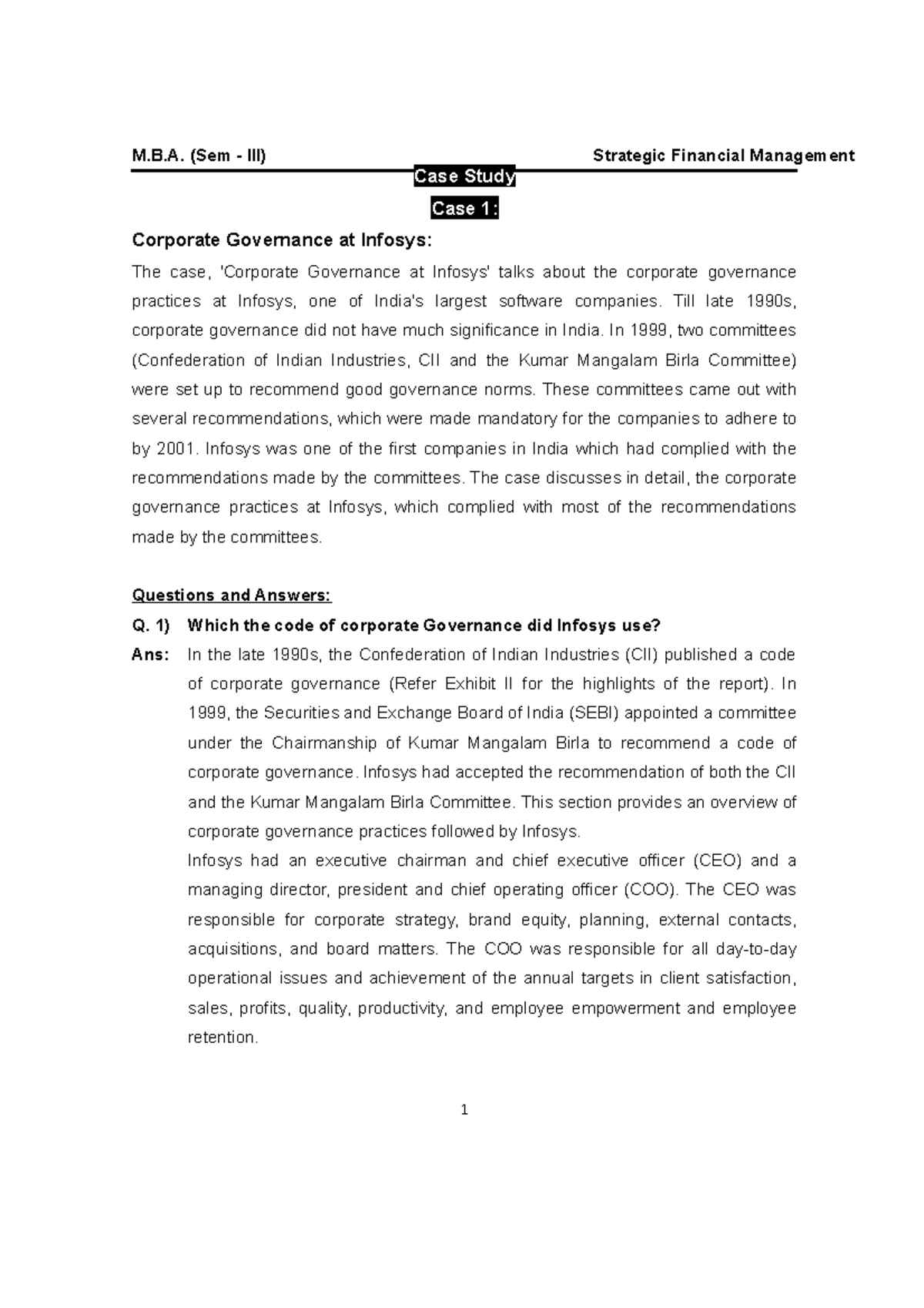 MBA-Div B- 2022-23 SFM - Case Study Unit III - Case Study Case 1 ...