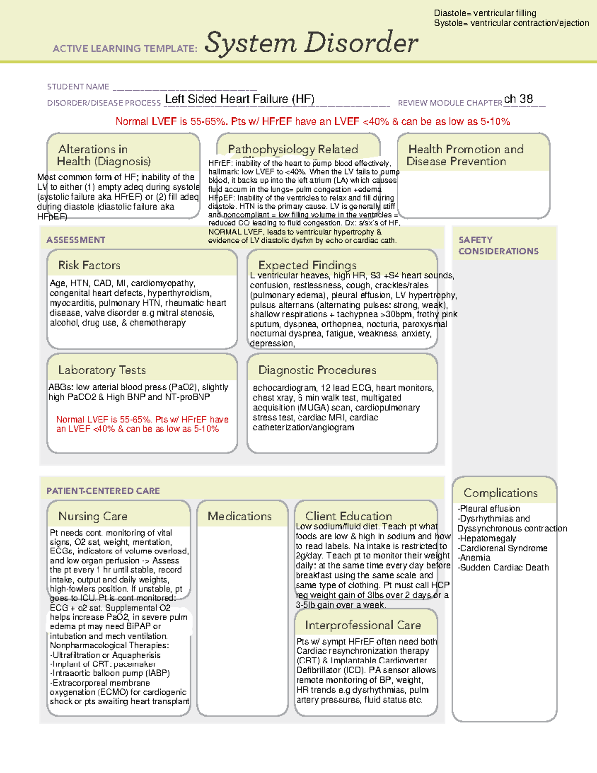 Left Sided Heart Failure (HF) - ACTIVE LEARNING TEMPLATES System ...