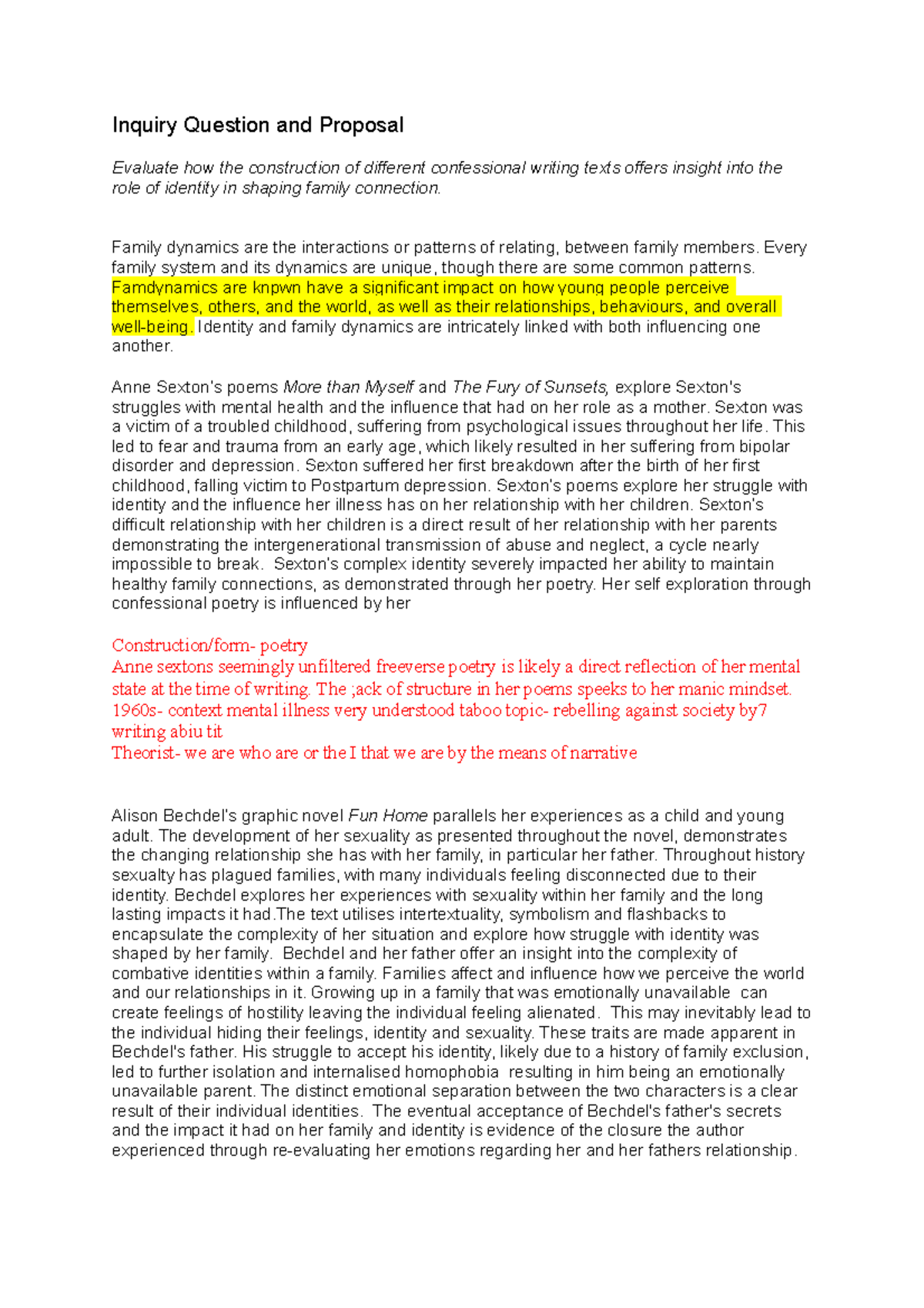 Inquiry Question and Proposal - Studocu
