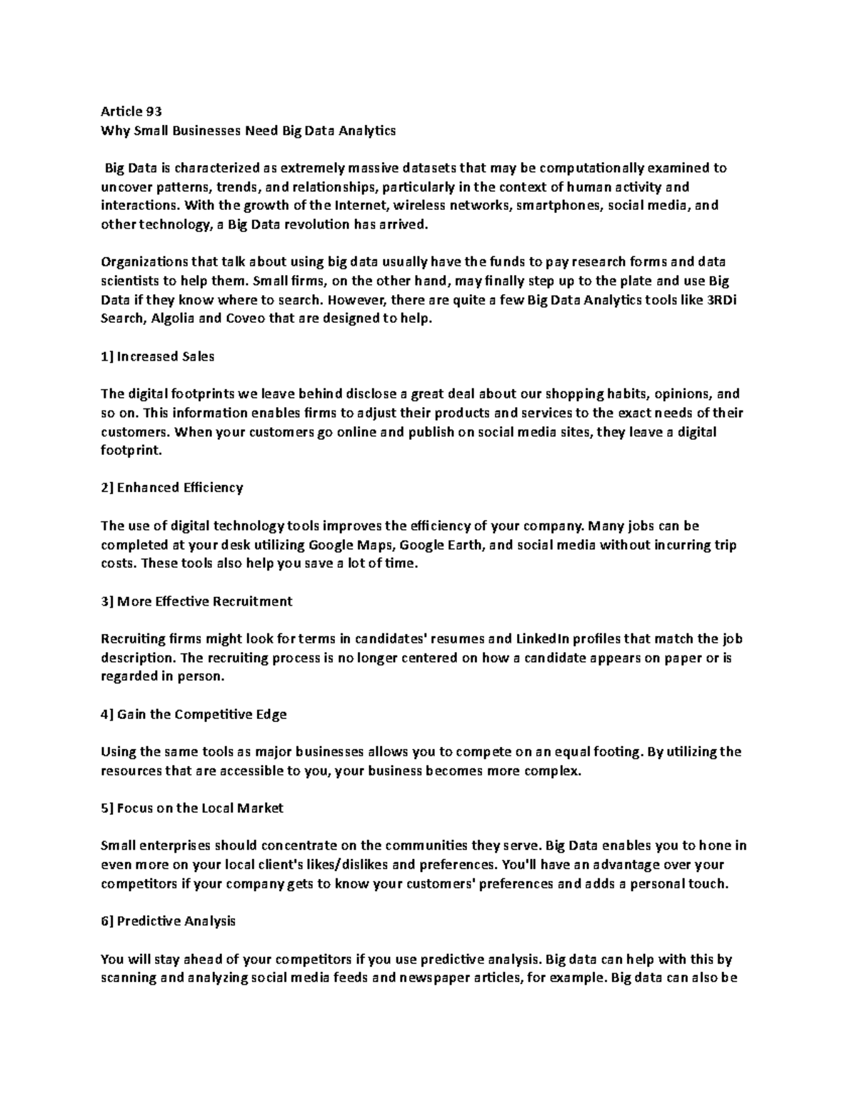 Article 93 - Article 93 Why Small Businesses Need Big Data Analytics ...