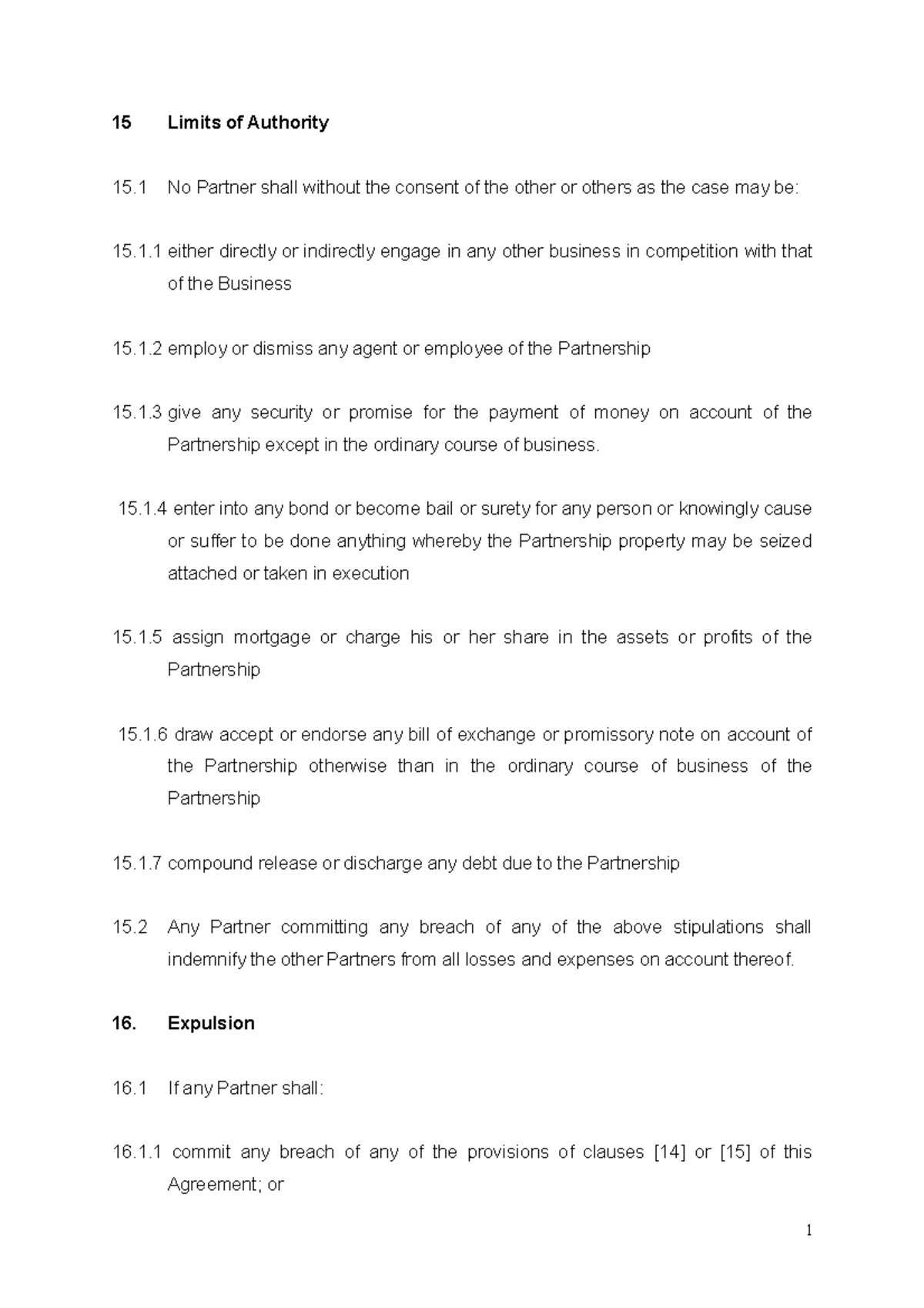 02b - notes - 15 Limits of Authority 15 No Partner shall without the ...