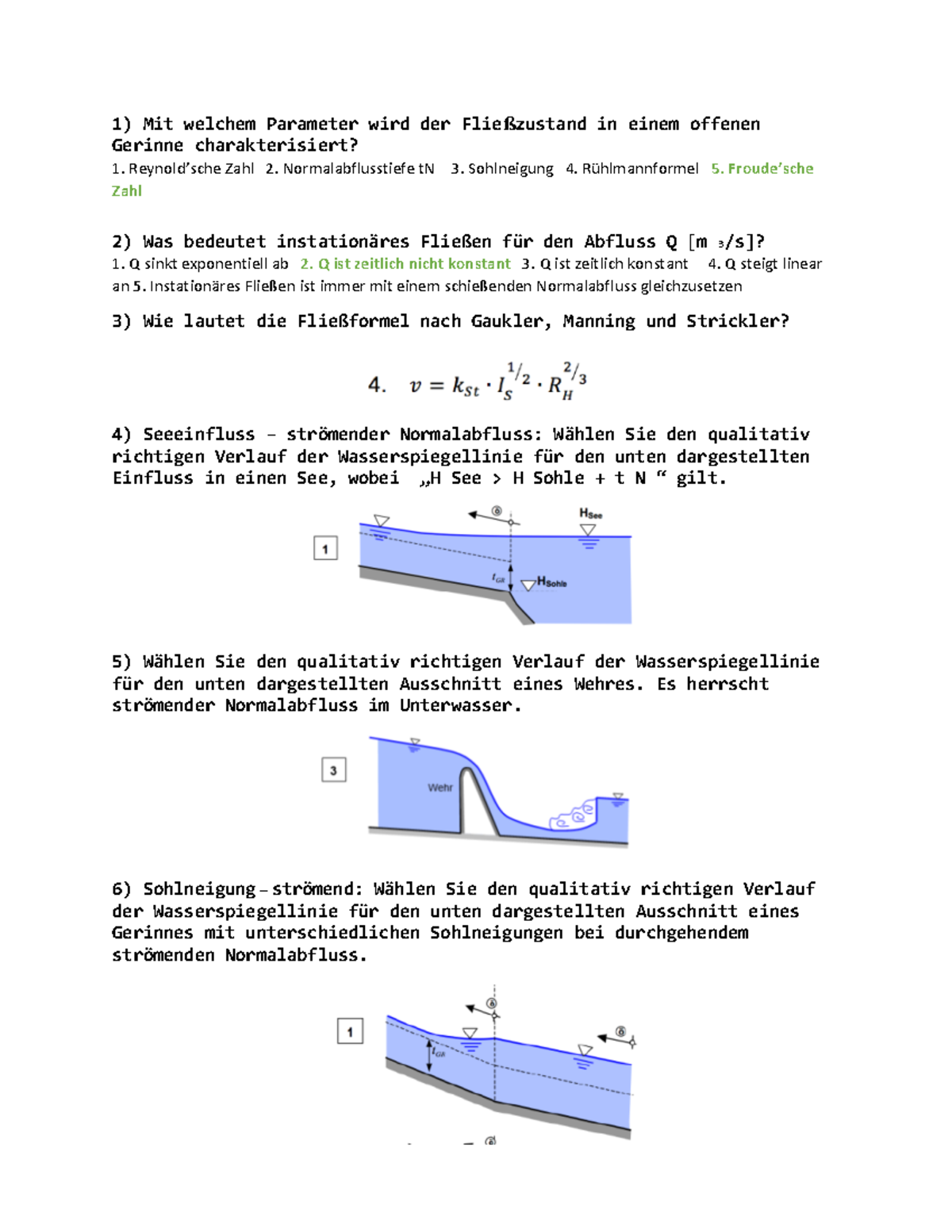 Fragenkatalog- Hydro - 1) Mit welchem Parameter wird der in einem ...