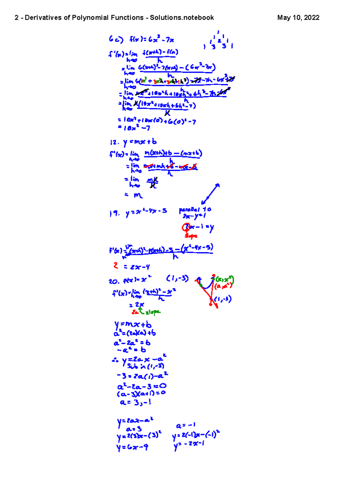 2 - Derivatives of Polynomial Functions - Solutions - Calculus (1 ...