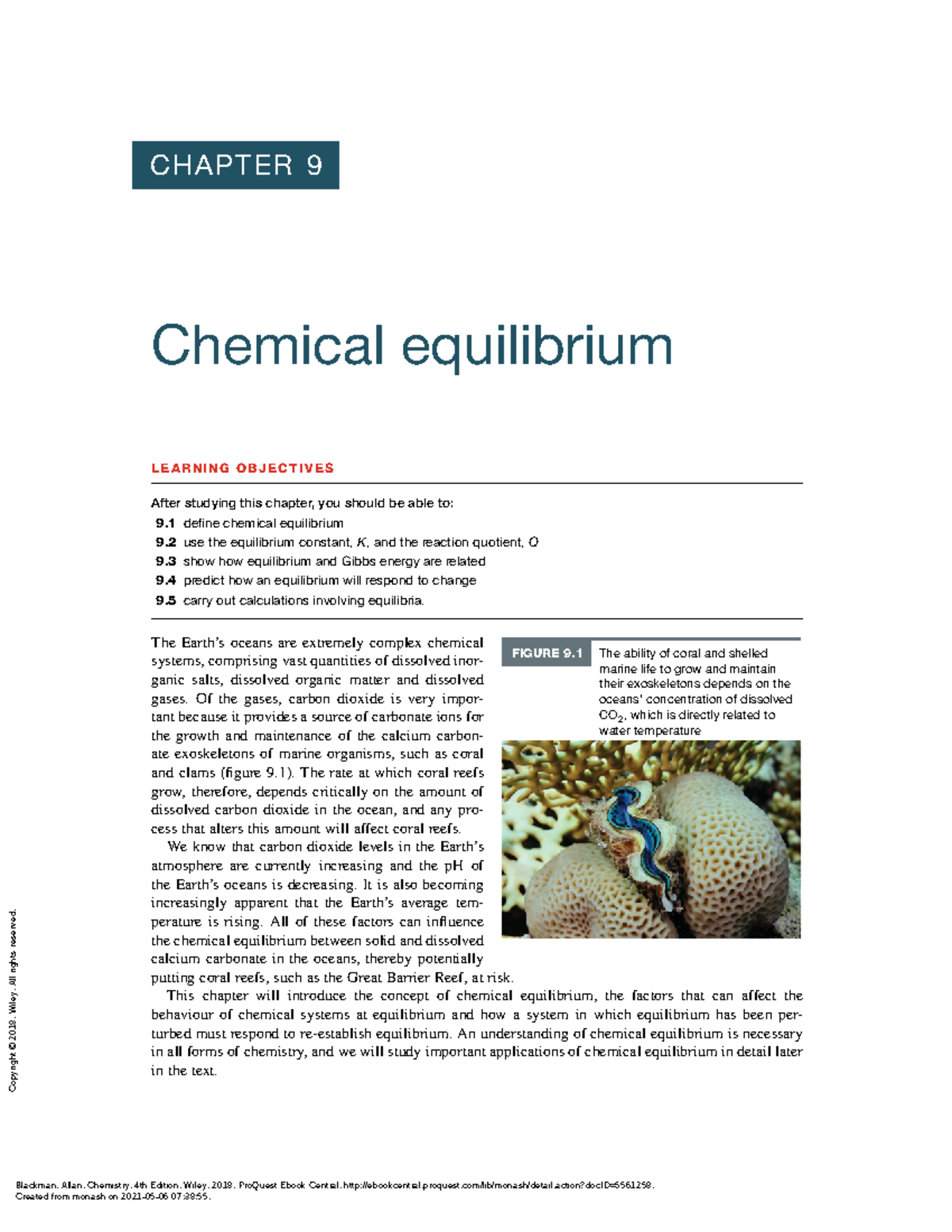 Chemistry 4th Edition - (9 Chemical equilibrium) - CHAPTER 9 Chemical ...