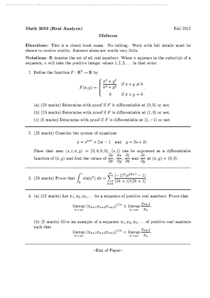 Midterm-2022 - assignments - MATH 2023 Multivariable Calculus Midterm Exam April 1st, 2022 ...