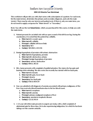 Him215 module five worksheet Shara Jenkins - HIM 215 Module Five ...