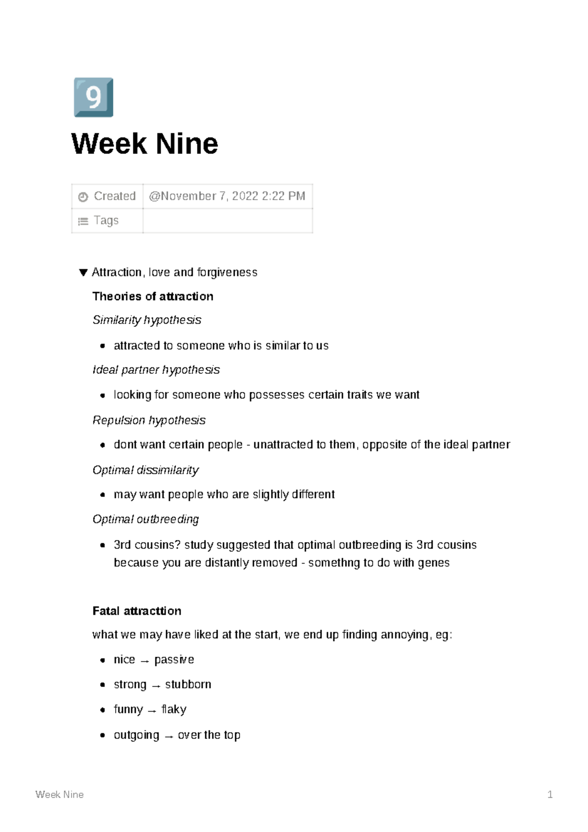 Week Nine ID - 3rd Year in depth notes for psychology (individual ...