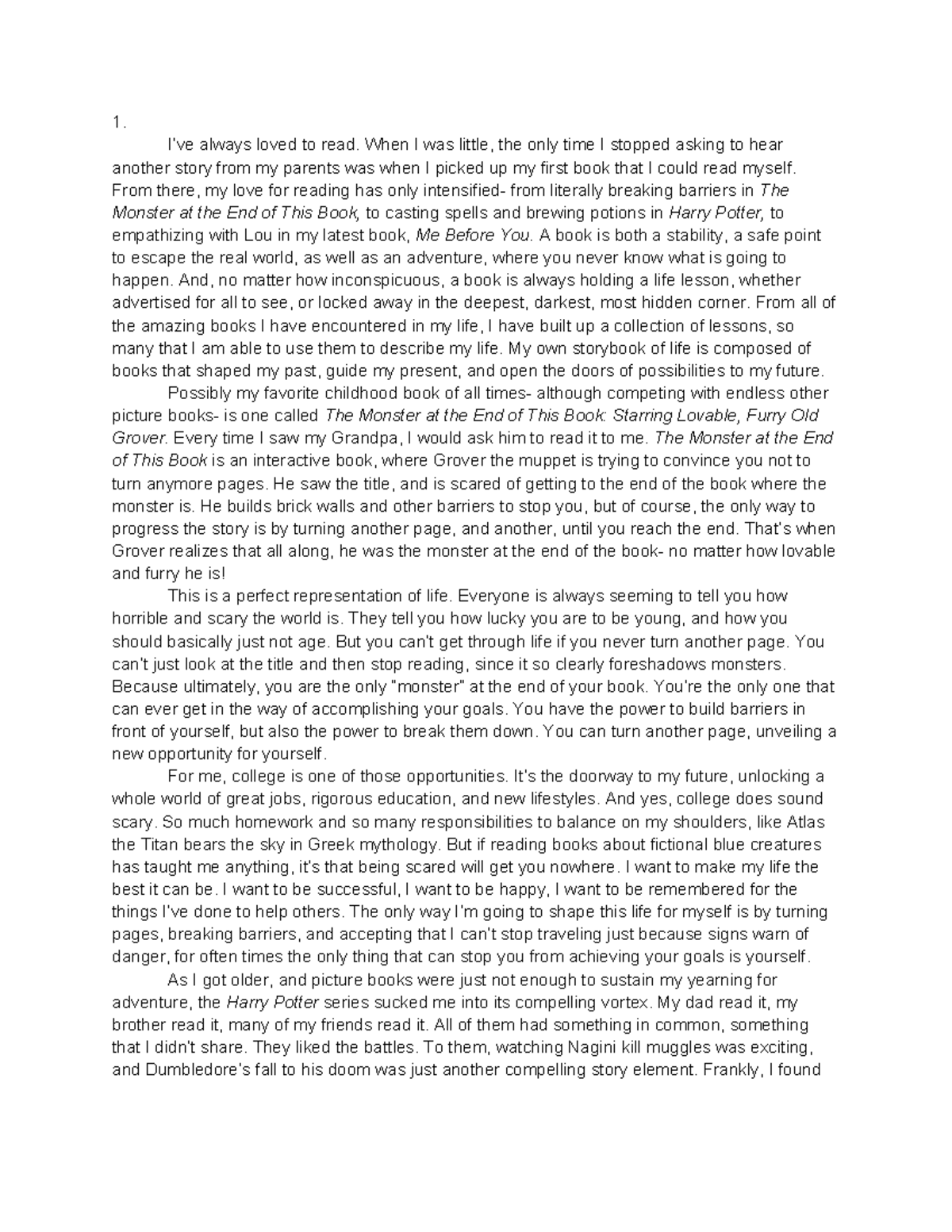 Sabontu Manza - scholarship winners - 1. I’ve always loved to read ...