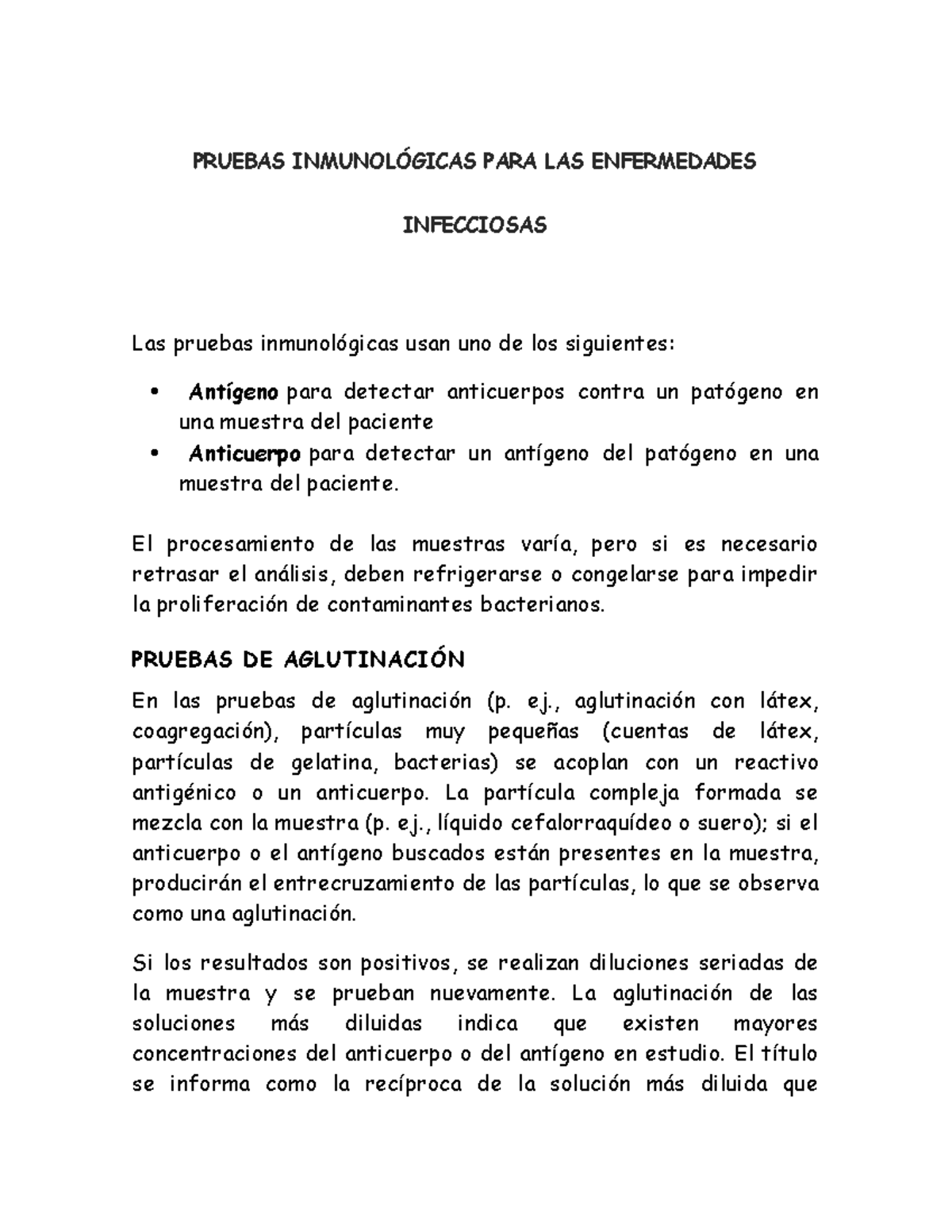 Pruebas Inmunológicas PARA LAS Enfermedades Infecciosas - PRUEBAS ...