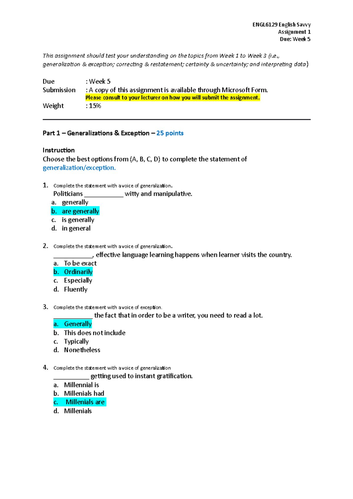 Quiz English - Quiz that given as mandatory assignment to evaluate your ...