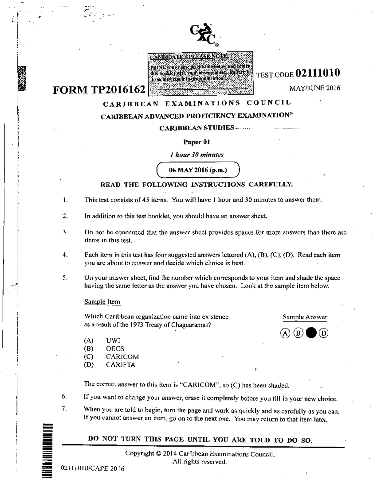 Pdfcoffee - kkkkkkk - ,; l { - .1. .' %. ffi ffi TEST CODE 02111010 ...