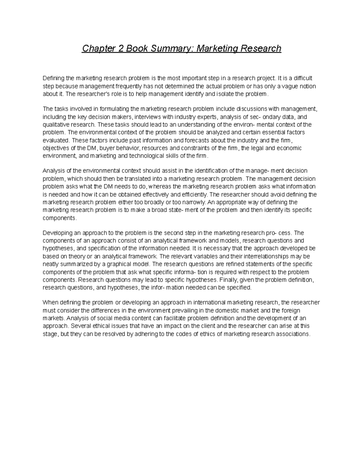Chapter 2 Summary Marketing Research - Chapter 2 Book Summary ...