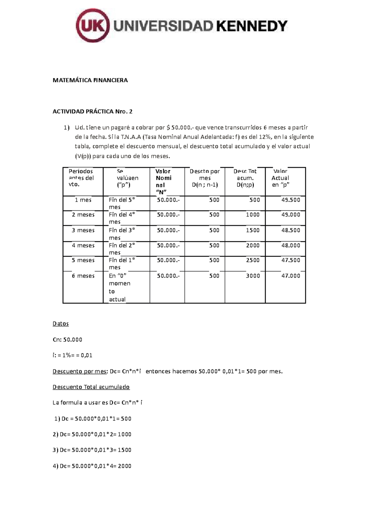 Matemática financiera - actividad 2 - MATEMÁTICA FINANCIERA ACTIVIDAD ...