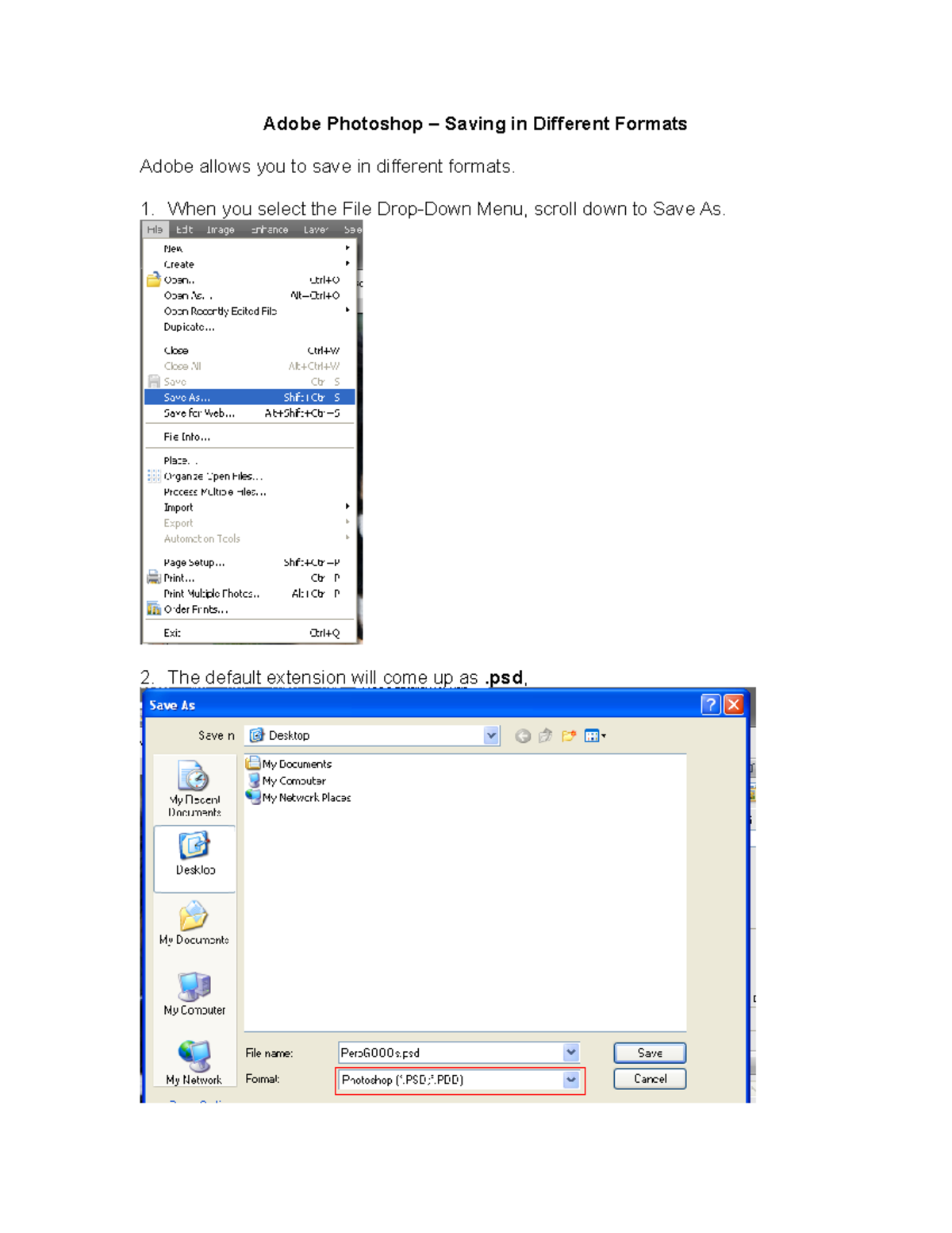 05 - Adobe Photoshop Saving Formats - Adobe Photoshop – Saving in ...