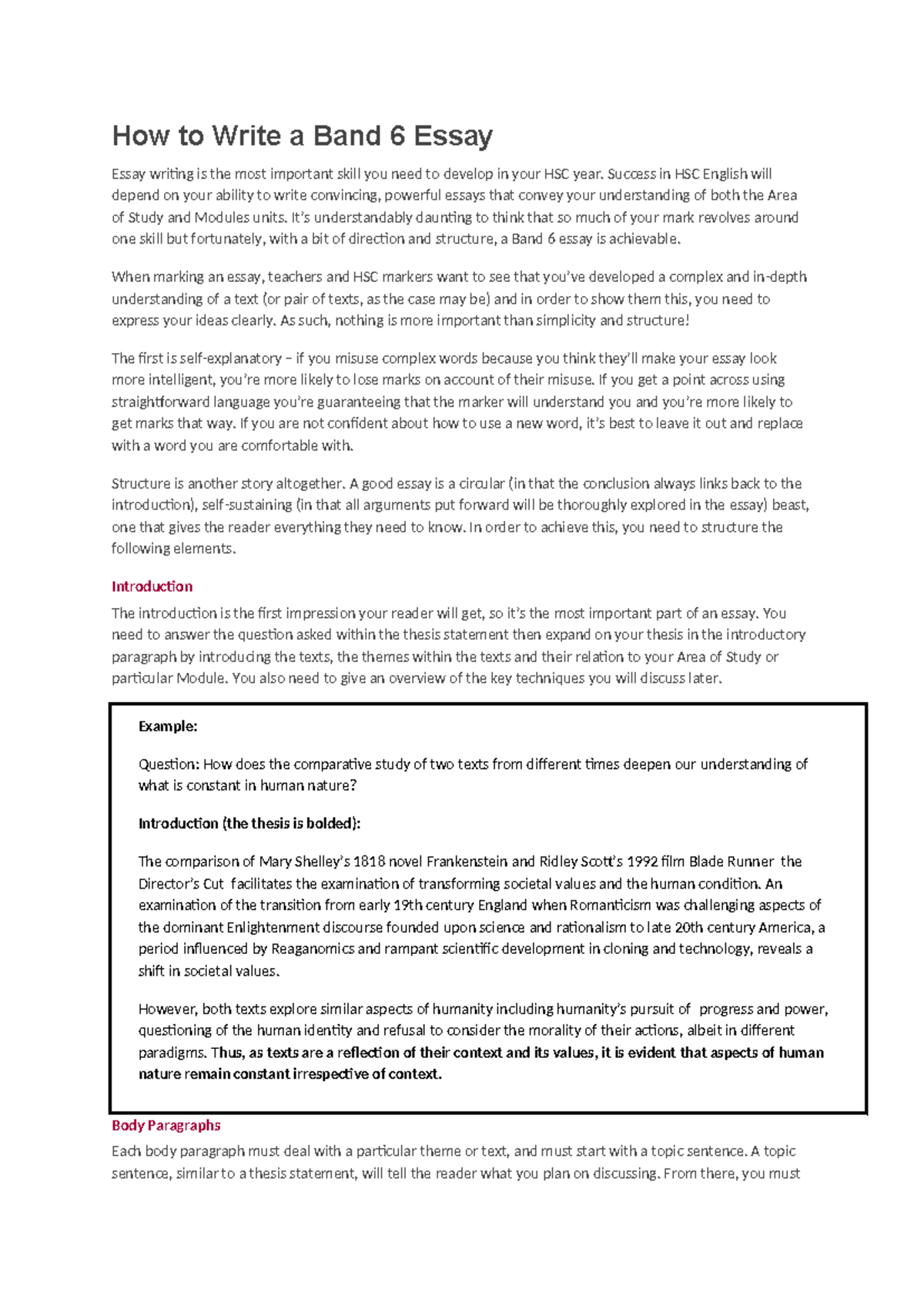 How to Write a Band 6 Essay - How to Write a Band 6 Essay Essay writing ...