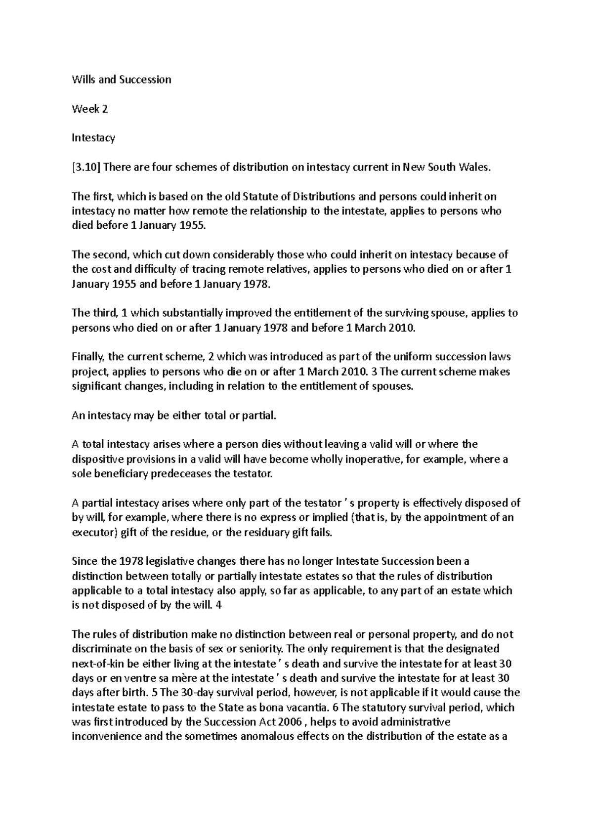 Wills and Succession Day 2 - Wills and Succession Week 2 Intestacy [3 ...