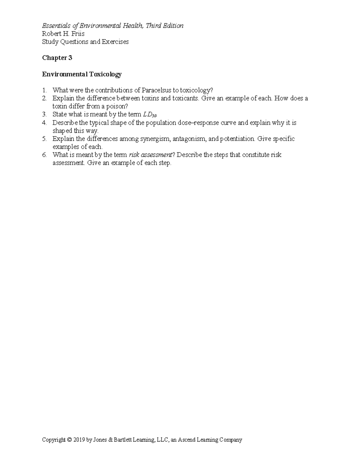 Chapter 3 HW 3 - homework - Essentials of Environmental Health, Third ...
