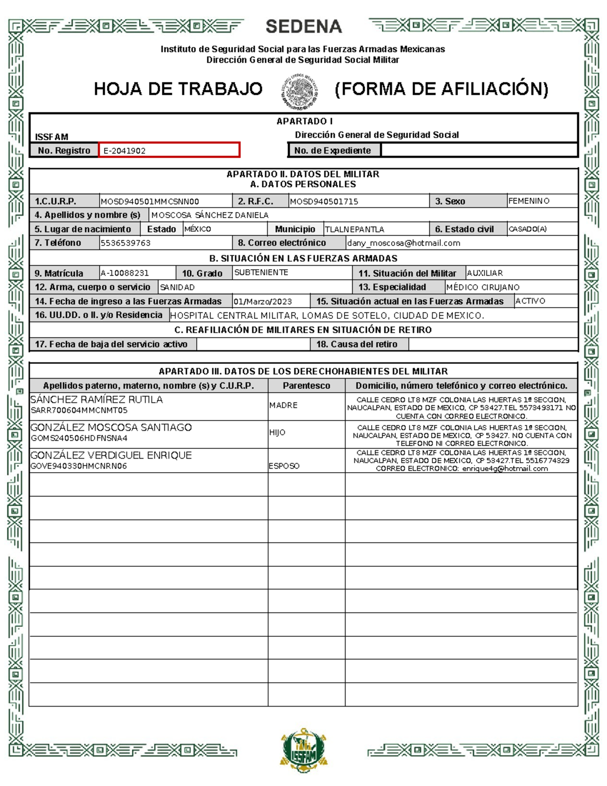 Nuevo Formato DE HOJA DE Trabajo - Instituto de Seguridad Social para ...
