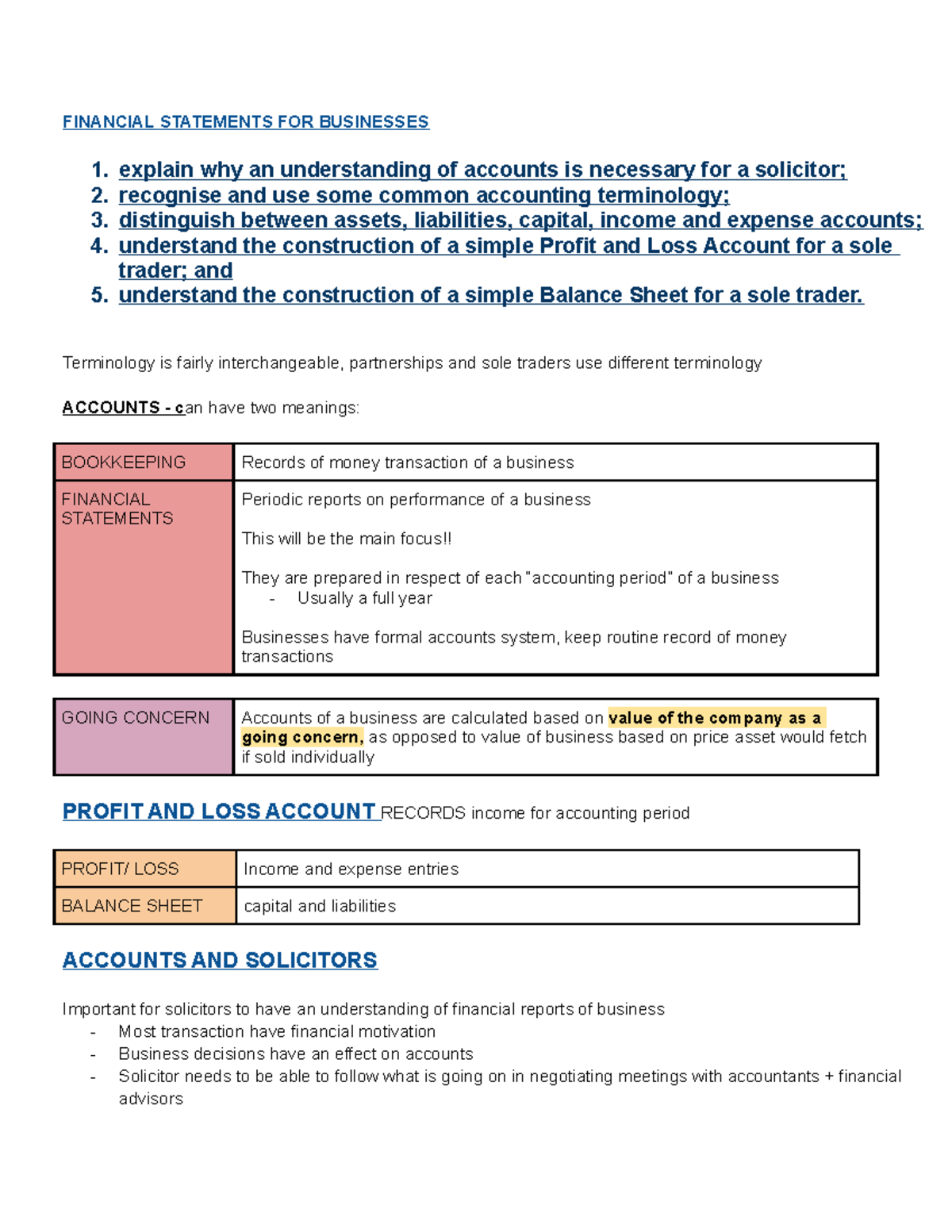 Introduction TO Business Accounts - FINANCIAL STATEMENTS FOR BUSINESSES ...