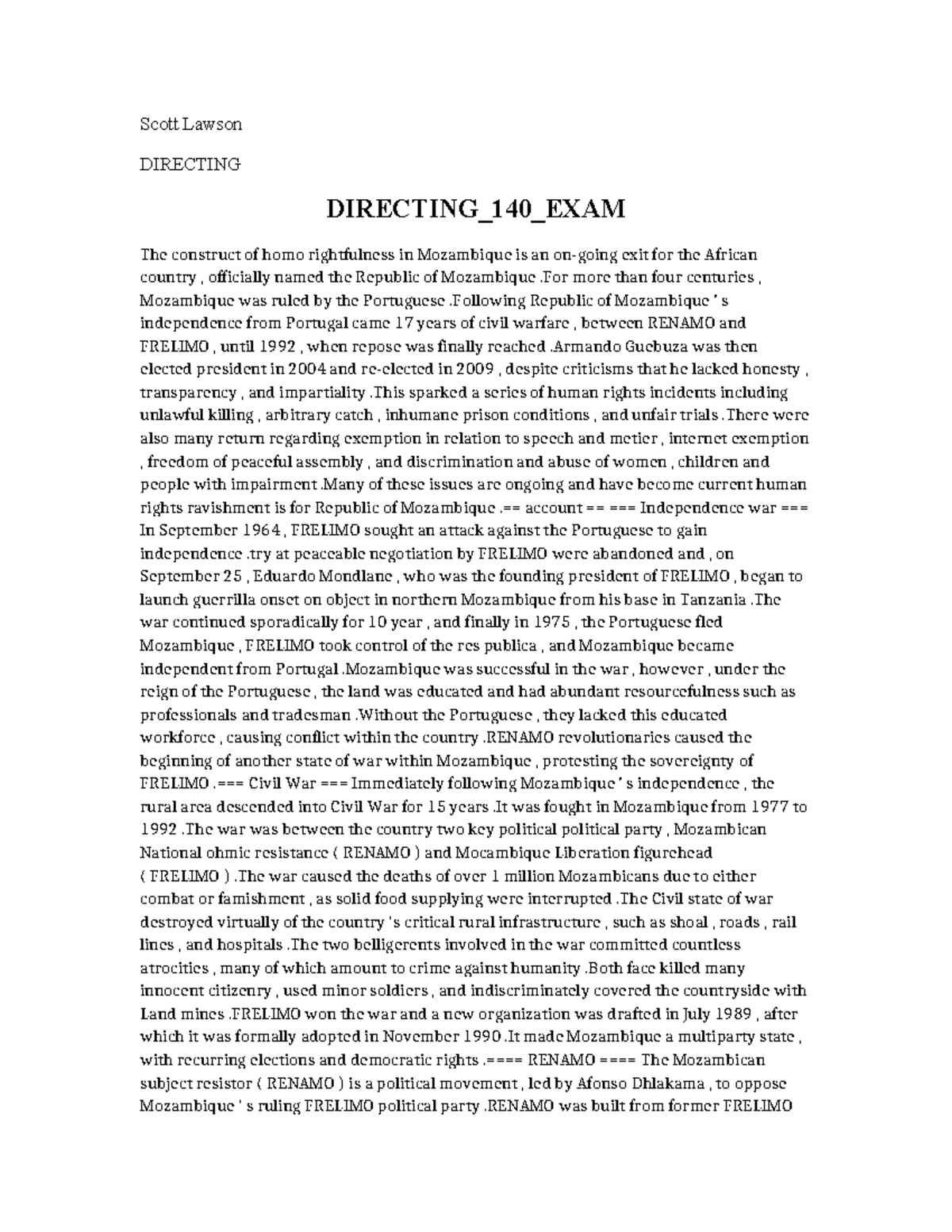 Directing 140 EXAM - Scott Lawson DIRECTING DIRECTING_140_EXAM The ...