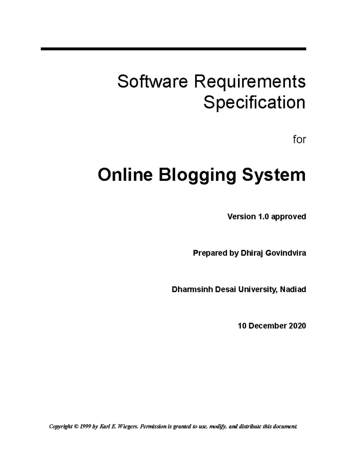 Srs-blogging-system - IT'S A SRS REPORT - Software Requirements Specification for Online ...