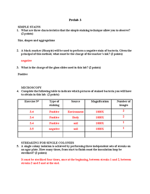 Prelab 4 - Pre lab 4 - Prelab 4 DIFFERENTIAL STAINS What main anatomical characteristic are the ...
