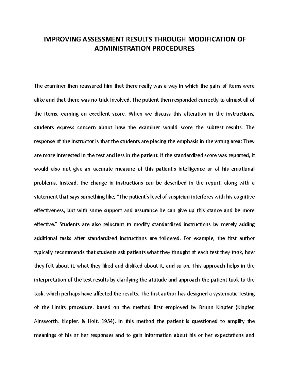 Improving Assessment Results Through Modification OF Administration ...