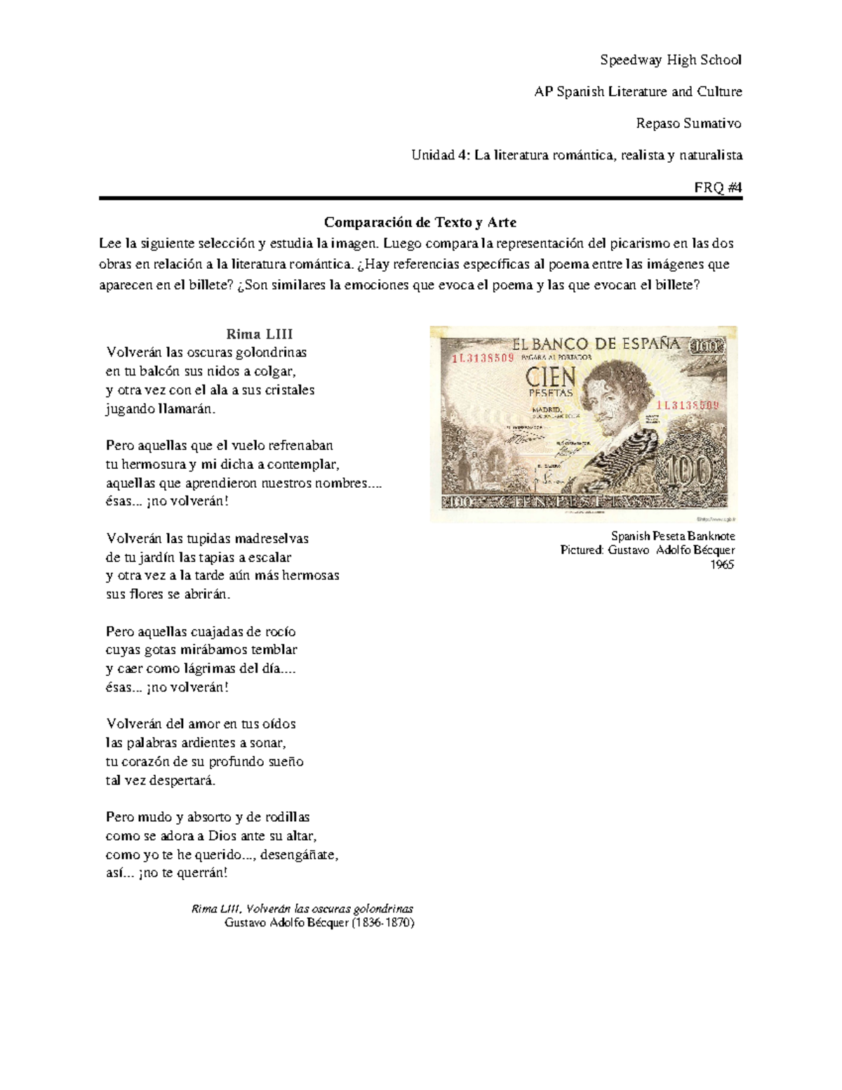 Comparación de Texto y Arte 4 - Speedway High School AP Spanish ...