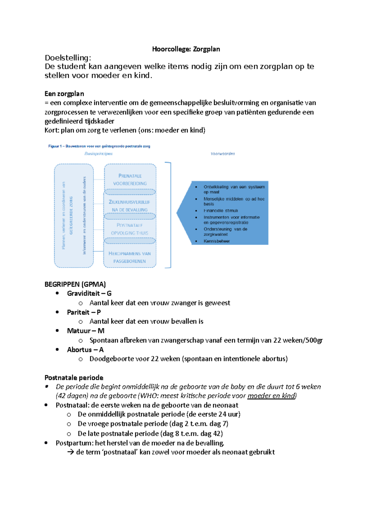 Hoorcollege zorgplan samenvatting - Hoorcollege: Zorgplan Doelstelling ...