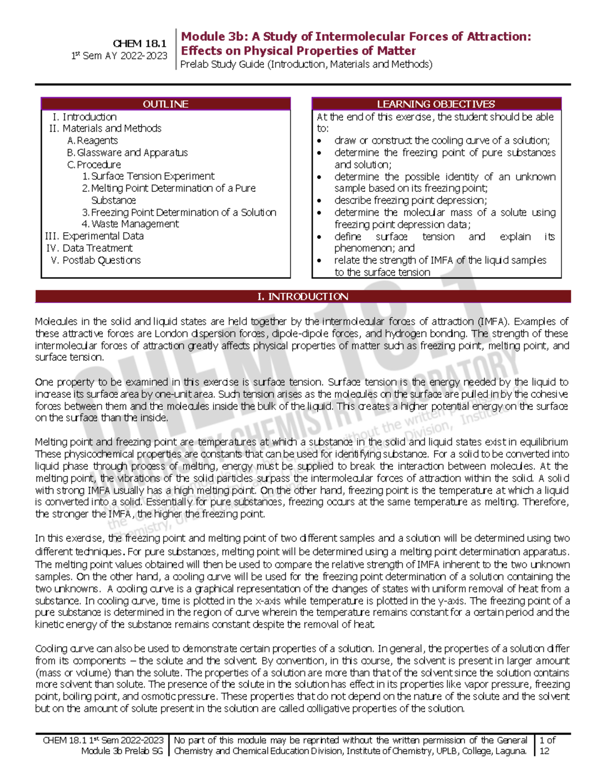 Module 3b IMFA Prelab Study Guide TTh - CHEM 18 1st Sem 2022- Module 3b ...