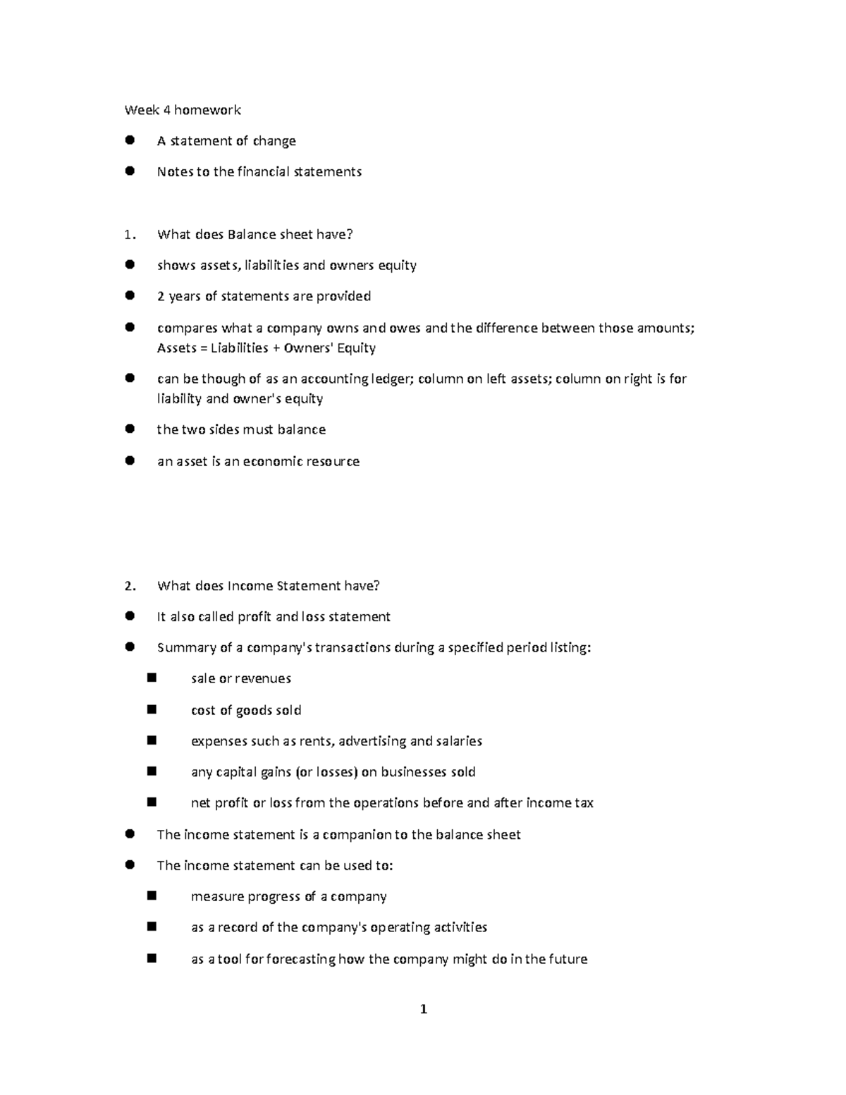 Week 4 homework - week 4 material - Week 4 homework A statement of ...