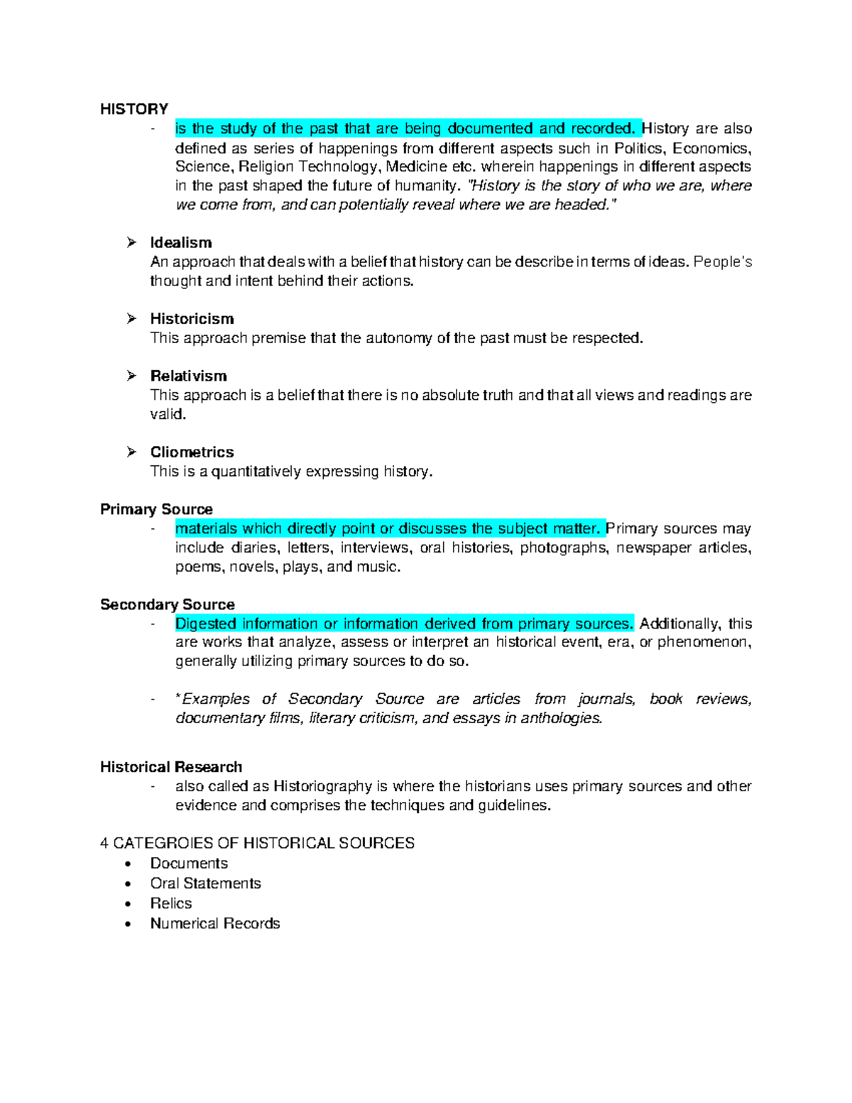 RPH-reviewer - jakhfahguiahglakjhoah - HISTORY is the study of the past ...