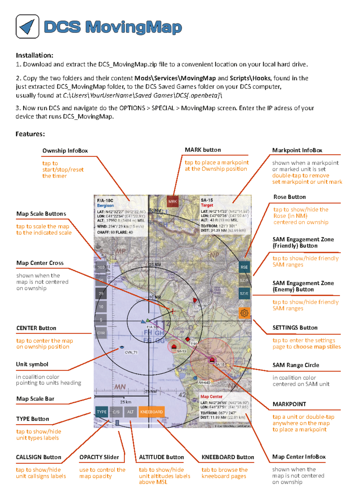 DCS Moving Map Manual - Markpoint InfoBox shown when a markpoint or ...