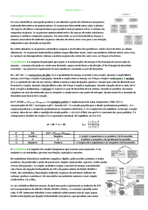 Bioquímica 2 - Resumo da materia de bioquimica II ao longo do ano ...