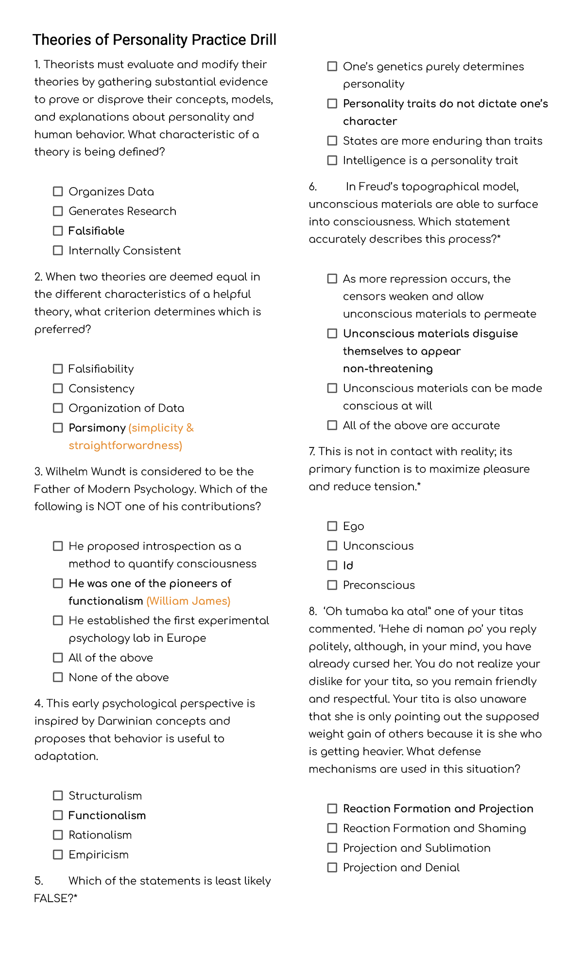 Theories of Personality Practice Drill - Theorists must evaluate and ...