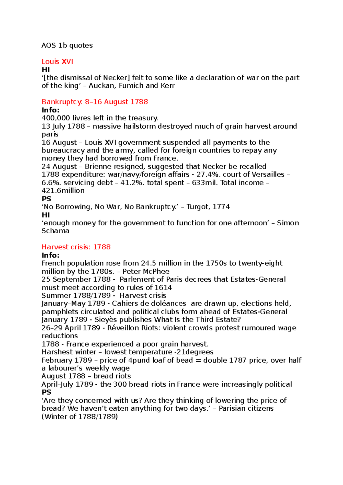 russia aos 1b quotes - AOS 1b quotes Louis XVI HI ‘[the dismissal of ...