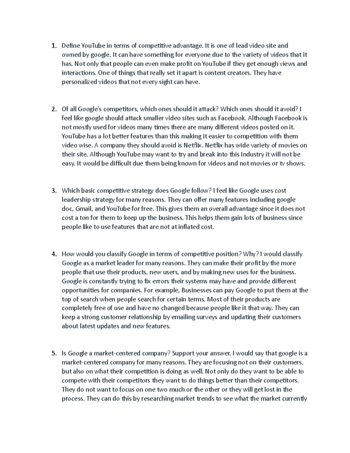 Youtube discussion - Define YouTube in terms of competitive advantage ...