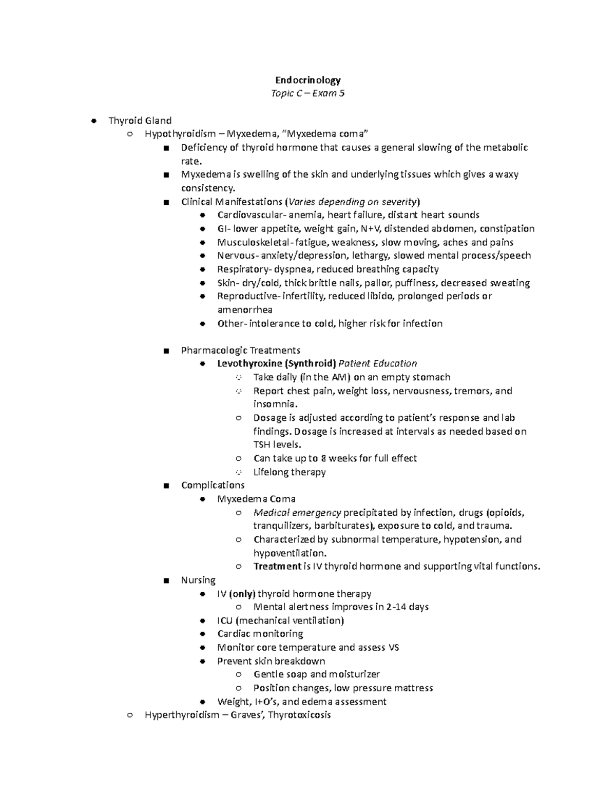Endocrine Lecture Notes - Endocrinology Topic C – Exam 5 Thyroid Gland ...
