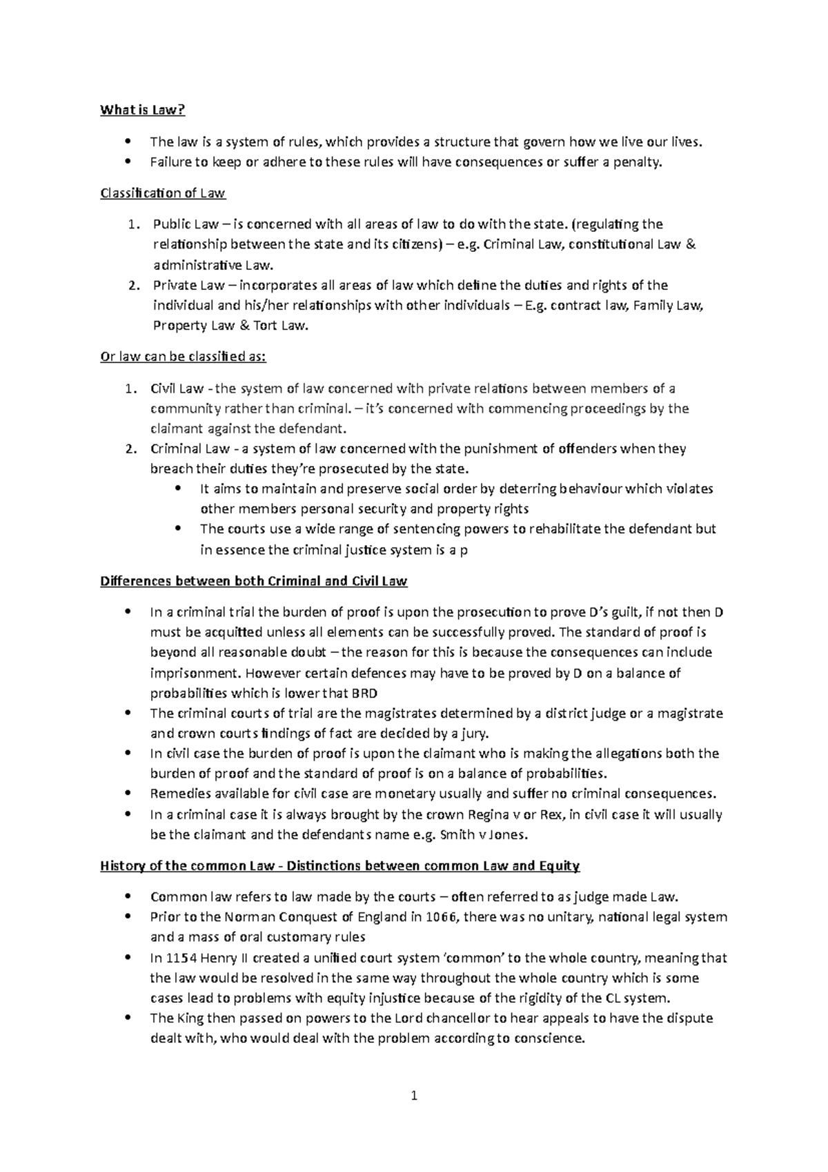 Notes - What is Law? The law is a system of rules, which provides a ...