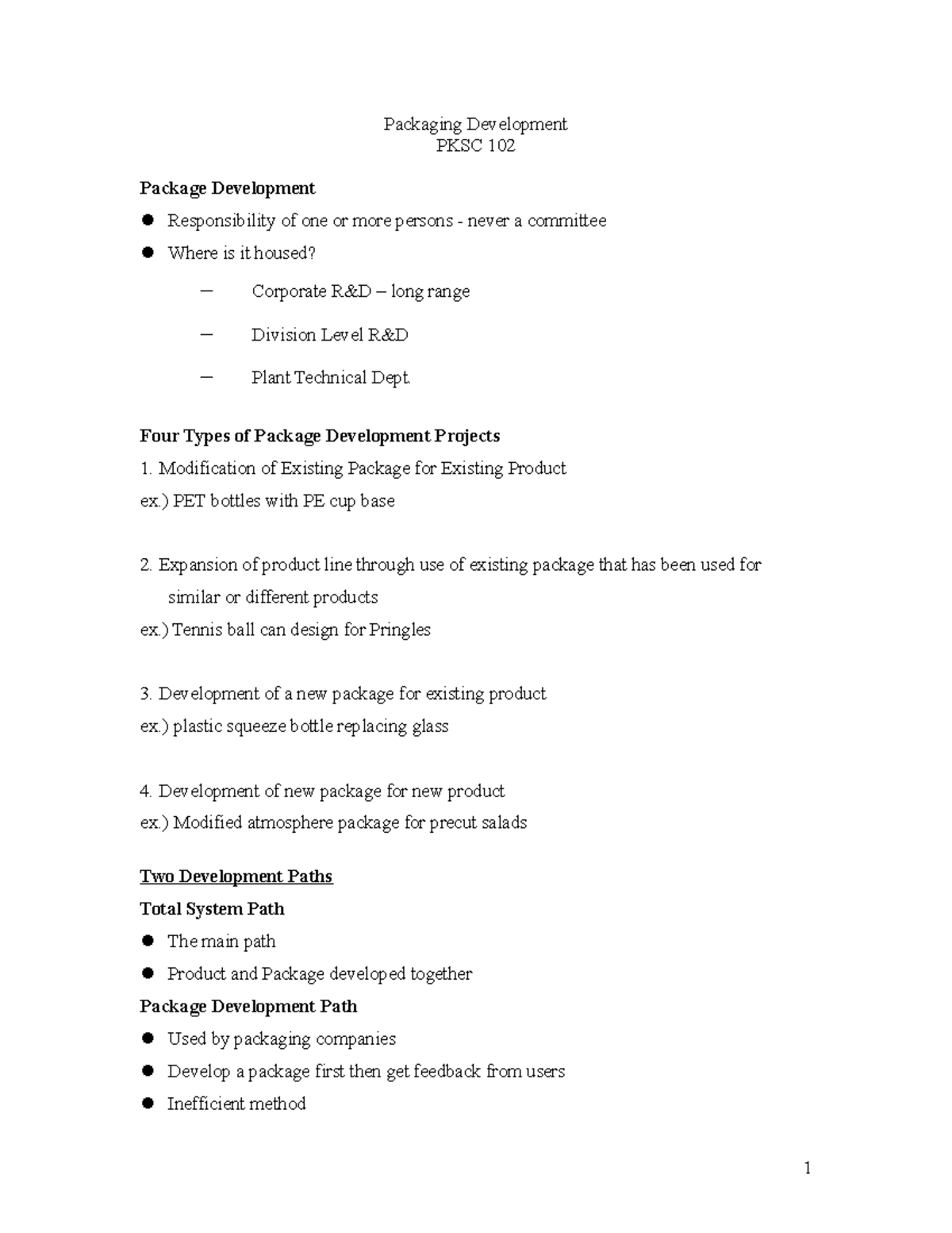 Packaging Development - Packaging Development PKSC 102 Package ...