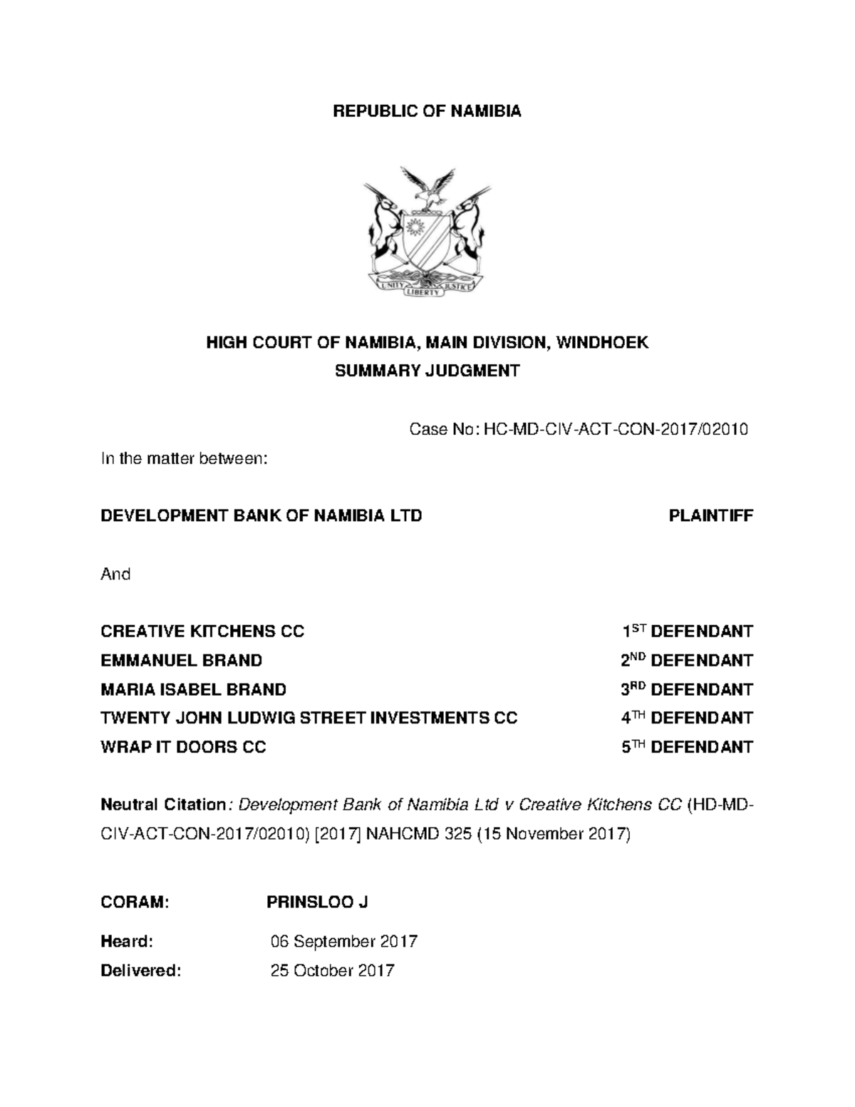 2017-nahcmd-325 - Case from the courts of Namibia. - REPUBLIC OF ...