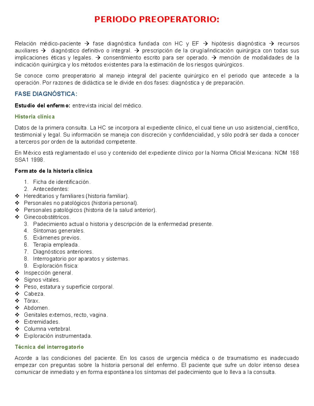 Periodo preoperatorio - PERIODO PREOPERATORIO: Relación médico-paciente ...